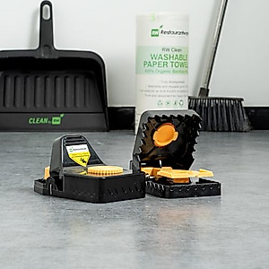 Restaurantware-Pest Tek 6 x 3.1 x 2.7 Inch T-Rex Traps, 6 Durable Commercial Mice Traps - Interlocking Teeth, Sensitive Trigger Pedal, Black ABS Mouse Traps, Removable Bait Cap, Reusable