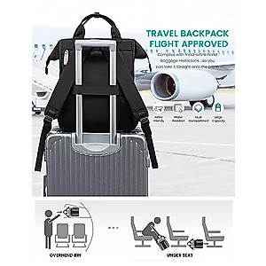 LOVEVOOK Laptop Backpack Women, Work Travel Laptop Backpack Purse for Women, Nurse Teacher Business Laptop Bag, Fashion College Backpack, Waterproof Wide Open Computer Back pack, 15.6 Inch, Black-Grey
