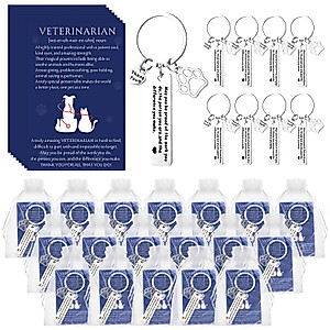 XunYee 15 Sets Christmas Vet Tech Gifts Veterinarian Thank You Keychains Paw Print Appreciation Keychains Inspirational Thank You Cards Organza Bags Appreciation Gifts Bulk for Coworker Assistant