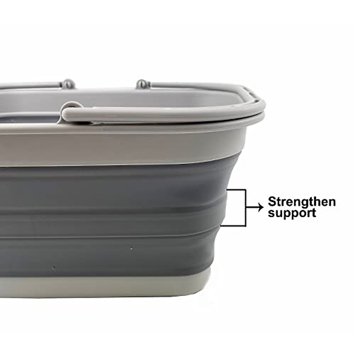 SAMMART 12L (3.17Gallon) Set of 2 Collapsible Tub with Handle - Portable Outdoor Picnic Basket/Crater - Foldable Shopping Bag - Space Saving Storage Container (Grey)