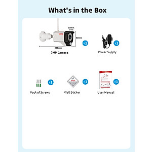 [Add -on 3MP Camera] Tonton 3MP Ultra HD Wireless IP Network Camera Outdoor Indoor Security Camera with PIR Sensor, 2 Way Audio, Floodlight, Suitable for All of Tonton NVR and All in one Kits