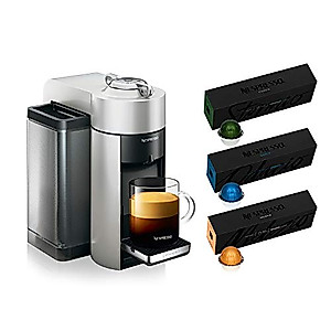 Nespresso ENV135S Vertuo Evoluo Coffee and Espresso Machine by De'Longhi, Silver Nespresso Vertuoline Coffee, Assortment, 30 Capsules