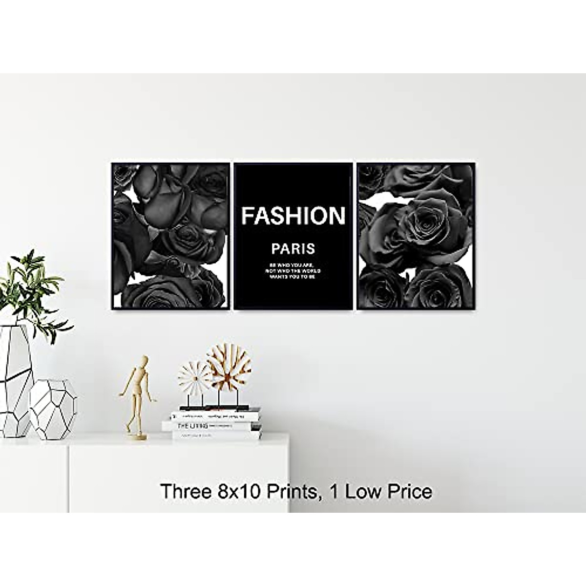 Fashion Quote Set - Glam Designer Artwork, Wall Art Decor print Set - Classy Couture Design Home Decor for Bedroom, Living room, Bathroom, Office - Luxury Gift for Woman, Fashionista - Black