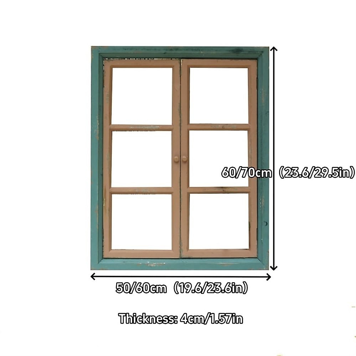 SUNHIPPIE Country Style Window Frame, Wooden Wall Decoration, Fake Window Scenery Props, Window Wall Decoration Art Suitable for Home Bedroom Living Room Garden(White,Small)