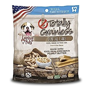 Loving Pets Totally Grainless - Chicken and Peanut Butter Dental Sticks for Dogs (for Medium/Large Dogs 20+ lbs), 6oz