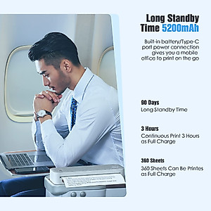 BISOFICE PeriPage Portable Printer, A4 Wireless Bluetooth Travel Printer, Portable Thermal Printer Compatible with Android and iOS, Support 2''/3''/4'' Paper Width, Mobile Printer (Rainbow Glossy)