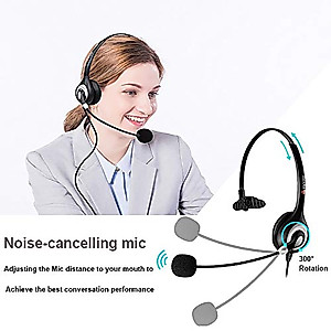 Phone Headset 2.5mm with Noise Canceling Mic & Mute Switch Telephone Headset for Panasonic AT&T Vtech Uniden Cisco Grandstream Cordless Phones