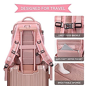 coowoz Travel Backpack For Women Men Airline Approved,Pink Carry On Backpack,Large Hiking Backpack Waterproof Outdoor Sports Rucksack Casual Daypack Fit 15.6 Inch Laptop Backpack College Backpack