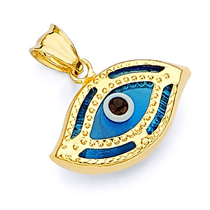 14k Yellow Gold Evil Eye Pendant