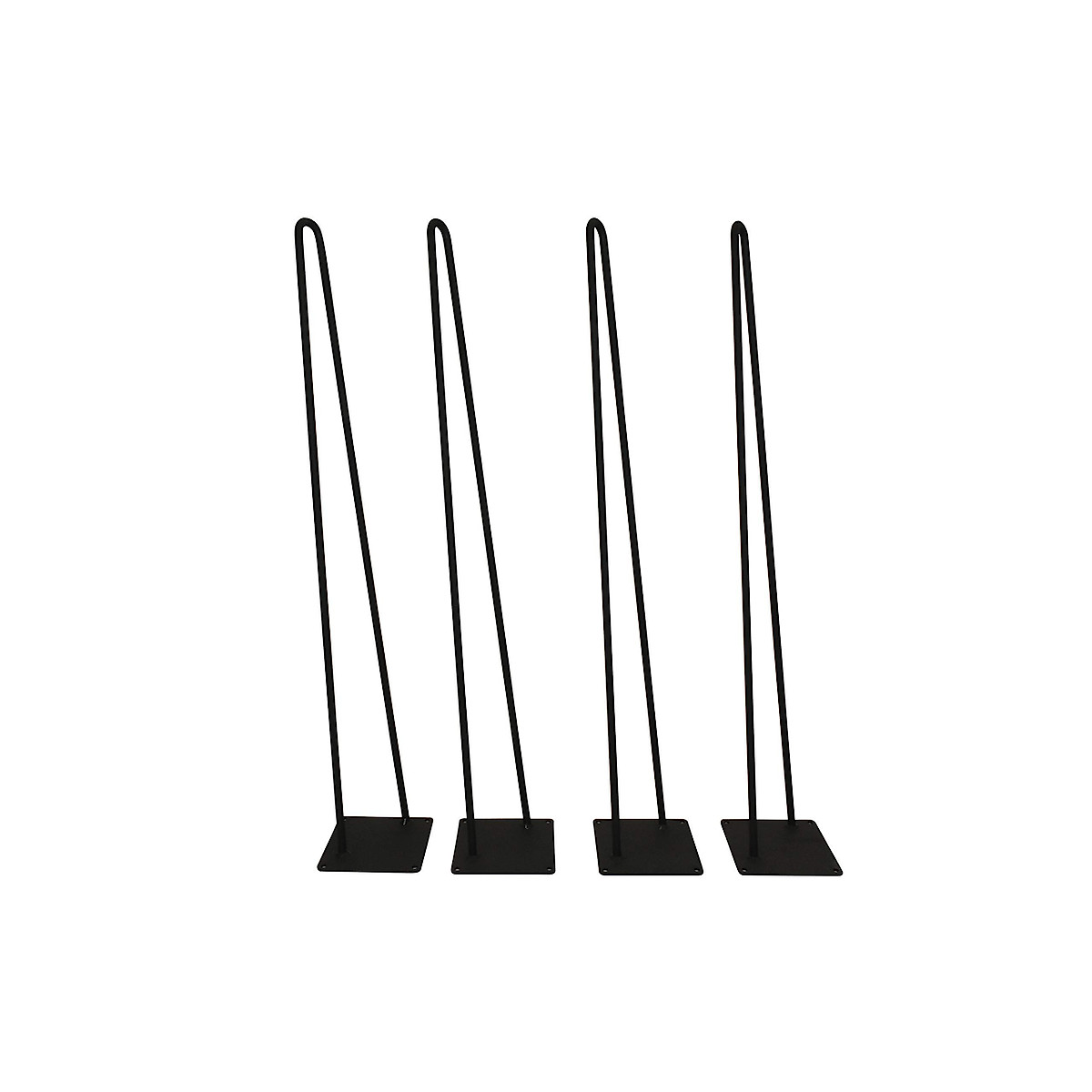 Hairpin legs set of 4Industrial,2-rod Hairpin legs,12" to 28" high Choose from Size and raw,Powder coated Clear matte,and powder coat Matte flat Black | Ships free in 48Hr. Made in the USA