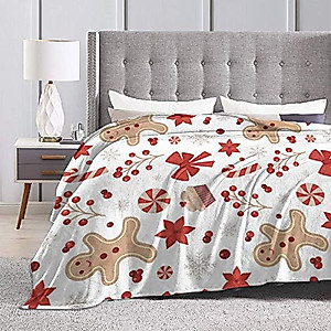 Moresunin Ultra-Soft Micro Fleece Gingerbread Man Throws Blanket Warm Anti-Pilling Flannel Plush Throw Lightweight Cozy Couch Blankets