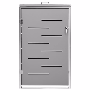 vidaXL Stainless Steel Frame Single Wheelie Bin Shed with Galvanized Steel Panels - Rust-Resistant, Lockable and Air-Circulating Design, Convenient Lid & Springs, Gray