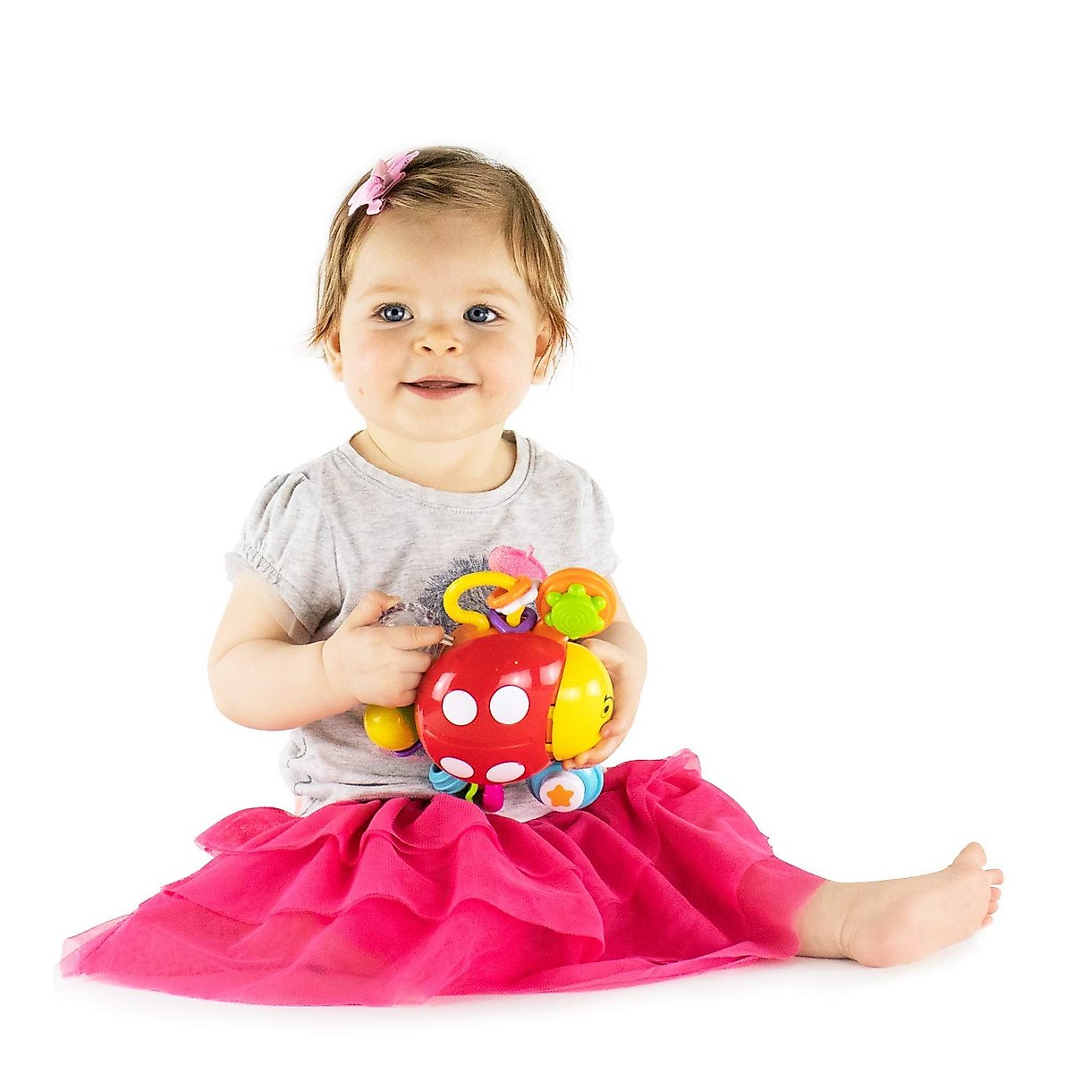 KiddoLab Ladybug Crawling Toy with Fun Sounds, Sliding Rings, Spinning Ball, and Colorful Beads - Develops Cognitive and Motor Skills for 6 Months Plus Babies