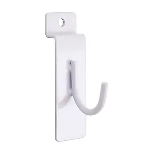 VICTORY DISPLAY & STORE FIXTURE MFG 1" Long Curved Heavy Duty Commercial-Grade Steel Slatwall Panel Hook - Displays Product/Merchandise for Commercial or Home Use (20, White)
