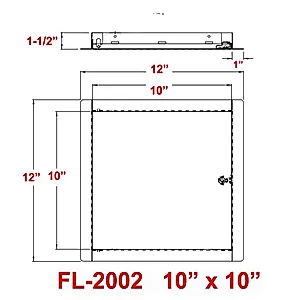 Premier 2002 Series Steel Access Door, 10 x 10 Flush Universal Mount, White (Keyed Cylinder Latch)