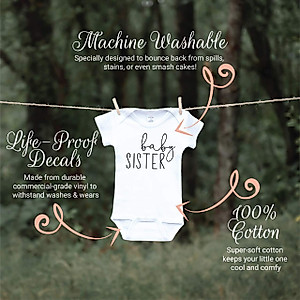 Bump and Beyond Designs Unisex-Baby Little Sister Leotard for Girls Baby Announcement White, 0-3 Months