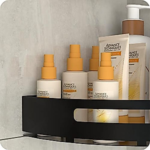 METALCROMO 2-Pack Shower Shelves for Tile Walls, No Drilling Required Stainless Steel Corner Shower Caddy for Shampoo Conditioner, Bathroom Organizer No Drilling (Black)