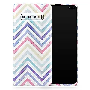 DesignSkinz Subtle Vintage Multi-Colored Chevron Pattern Protective Vinyl Decal Wrap Skin Cover Compatible with The Samsung Galaxy S20 (Screen Trim & Back Glass Skin)