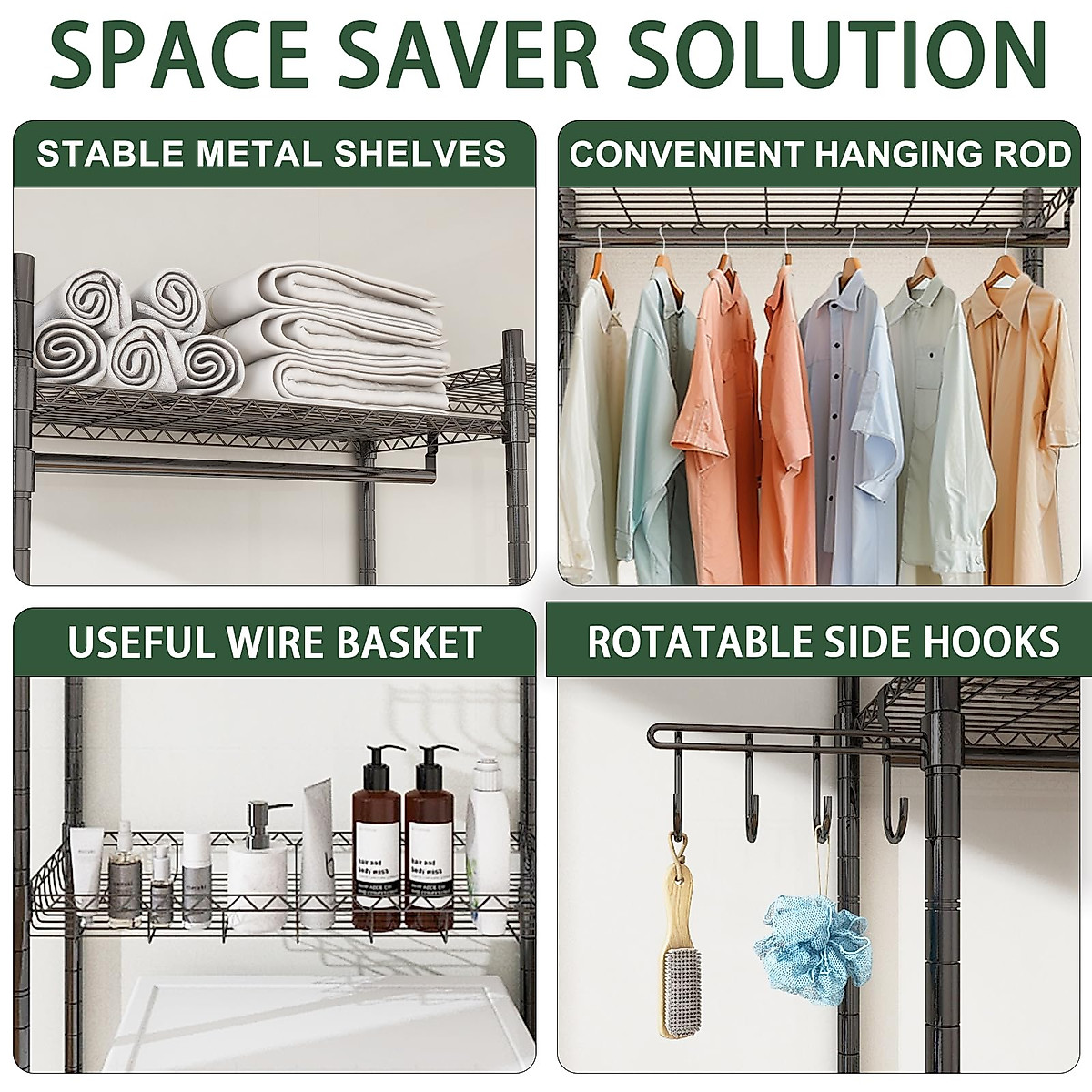 Over Washer And Dryer Shelves,Laundry Room Storage For Hanging Towels And Drying Clothes,Over The Washer And Dryer Storage Shelf,Laundry Room Organization