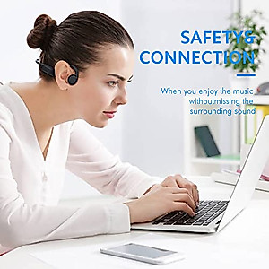 GenXenon X18 Bone Conduction Headphones with Mic, Open Ear Wireless Bluetooth Headphones, 8GB Storage Mp3 Player Workout Headset with Voice Assistant, IPX8 Waterproof Earphones for Swimming, Cycling.