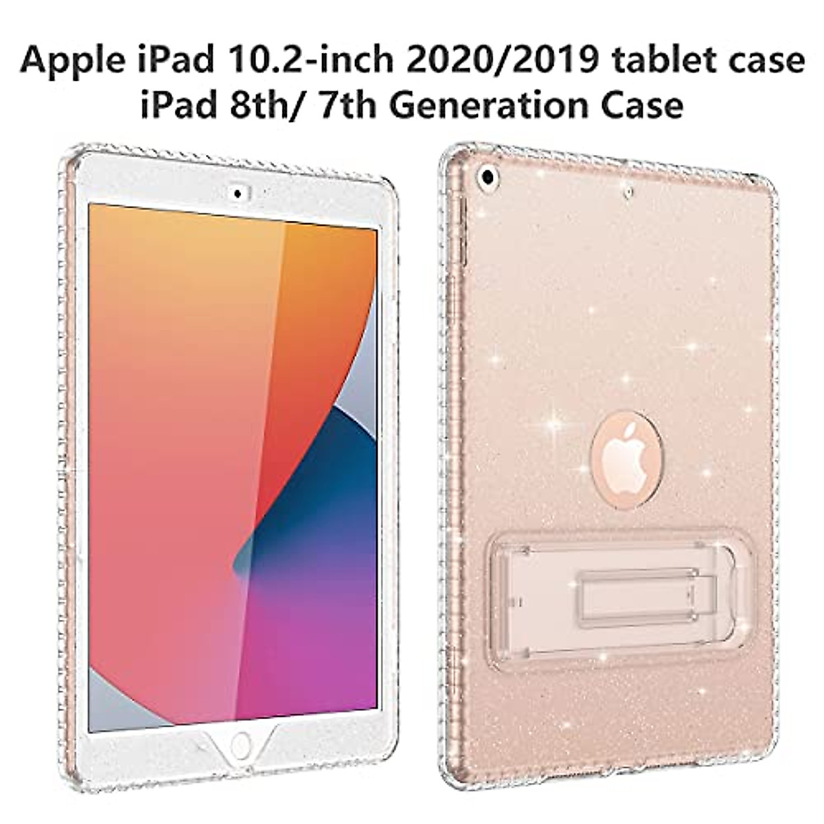 Hekodonk Slim Full-Body Protective Kickstand with Built-in Screen Protector Case for iPad 9th/8th/7th Gen (10.2" Display 2021& 2020 Version,Fits Model Model:A2602/ A2603/A2604/A2605/A2270/A2428/A2429)