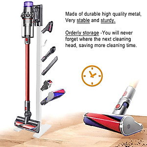 XIGOO Storage-Stand-Docking-Station-Holder Compatible with V15 Detect V11 V10 V8 V7 V6 Cordless Vacuum Cleaners, Stable Metal Organizer Rack(White, 6 Hooks)