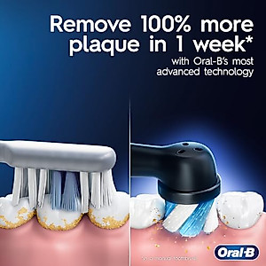 Oral-B iO Series 6 Rechargeable Electric Toothbrush with Visible Pressure Sensor to Protect Gums, 2 Minute Timer, 5 Cleaning Settings, 1 Replacement Toothbrush Head, and Travel Case, Black