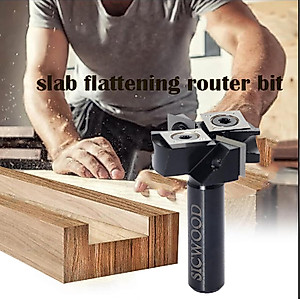 SICWOOD Slab Flattening Router Bits 1/2 Shank, 1-1/2”Cut Dia, 2+2 Insert Carbide, CNC Spoilboard Surfacing Router Bits, Planing Router Bits, for Flycutter/ Slab Leveler/ Rabbeting