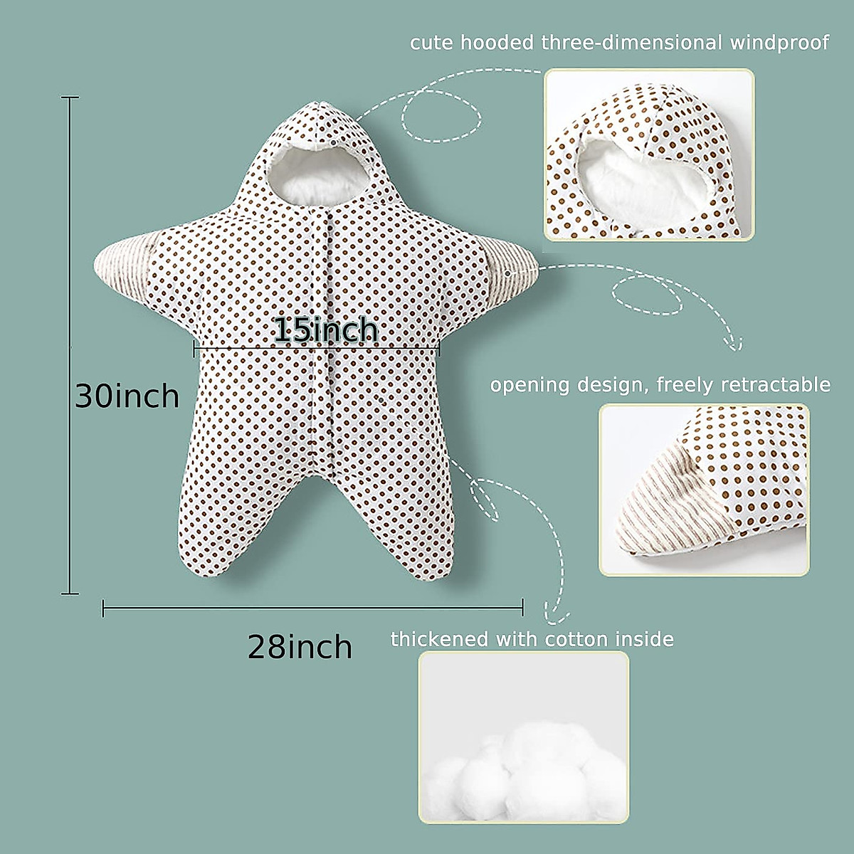 ZIGJOY Baby Starfish Swaddle Sleep Sack Transitional Swadding Sleeping Bag Cotton Newborn Wearable Blanket Baby 0-6 Months