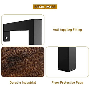 Industrial Wall Mounted Bookshelf with Wood Drawers, 4-Tiers Ladder Shelf Bookcase with Cabinet, Modern Open Book Shelves for Living Room, Bedroom, Home, Office (24 x 12 x 71 Inches, Rustic Brown)