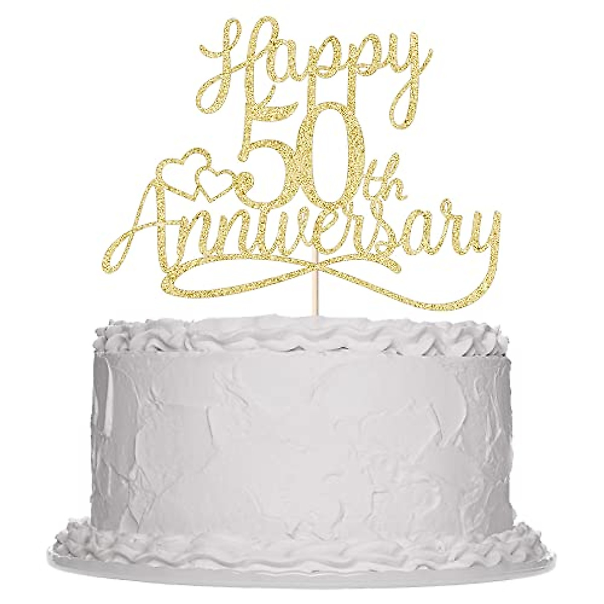 Sleyberoy Glitter Happy 50th Anniversary Cake Toppers -Wedding Anniversary Party Decorations, 50th Wedding Anniversary, Company Anniversary Party, Birthday Party Decorations (50thGold)（Fifty）