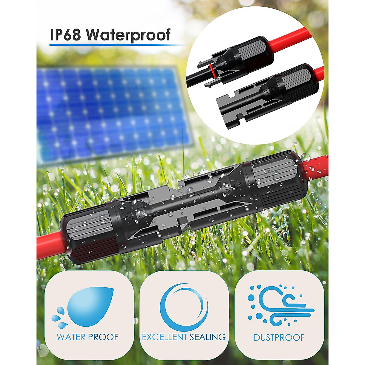 BOQNZN Solar to XT60 Extension Cable, 25FT 12AWG XT60 Adapter to Solar Connector Charging Cable for RV Battery Pack Portable Foldable Solar Panels Solar Generators Power Station