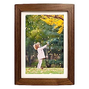 H-A 8x10 Picture Frames with Mat, Rustic Natural Wood Photo Frame for Tabletop (1 pcs)