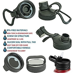 VOLCAROCK Wide Mouth Water Bottle with Straw Lid Dustproof, 24/32/40/64 Oz Hydro Vacuum Insulated Flask, Dishwasher Safe Stainless Steel Water bottle, Keep Cold 24 Hour/Hot 12 Hour-40 Oz Night Blue