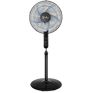 Simple Deluxe Oscillating 16″ Adjustable 3 Speed Pedestal Stand Fan with Remote Control for Indoor, Bedroom, Living Room, Home Office & College Dorm Use, 16 Inch, Black
