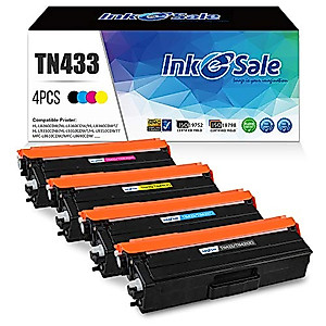 INK E-SALE Compatible Toner Cartridge Replacement for Brother TN433 TN431 High Yield, 4 Pack, Black Cyan Yellow Magenta