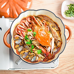 Hgjgwqh Enameled Cast Iron Dutch Oven, Pumpkin Non Stick Stew Soup Stock Pot Pumpkin Stew Soup Stock Pot, Casserole with Lid Nederlands Cookware Cooker Cooking Kitchen for Stovetop and Stewing,Orange