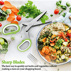 Herb Scissors, Kitchen Herb Shears Cutter with 5 Blades and Cover, Sharp Dishwasher Safe Kitchen Gadget - Green