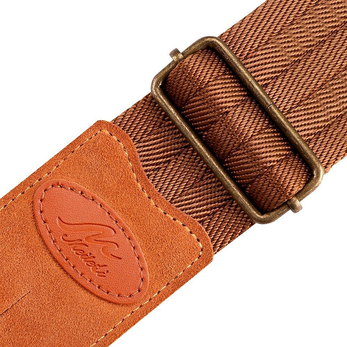 Guitar Strap for Acoustic, Electric Guitars with Suede Leather Ends, Includes 2 Safety Locks, 1 Leather Guitar Strap Button