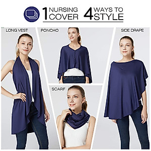 Nursing Cover & Baby Nursing Poncho,Multi Use Breastfeeding Cover for CarSeat Canopy, High Seat Cover, Stroller Cover, Shopping Cart Cover,Nursing Scarf for Boy and Girl by Kefee Kol (Blue)