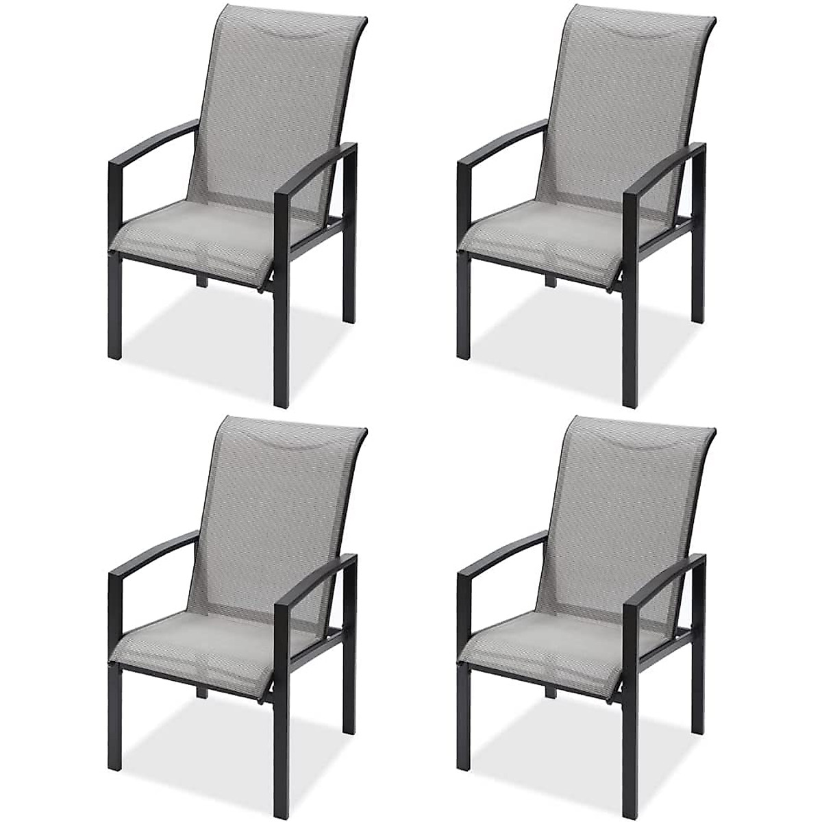 Dulce Domi Patio Chairs Set of 4, Rust-Free Outdoor Chairs W/Metal Slat Finish, 2x1 Textilene Dining Chairs Set of 4, Patio Chairs L23”xW22”xH38” Max Weight 280 Lbs