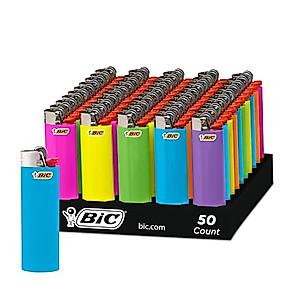 BIC Classic Lighters, Pocket Lighter Style, Fashion Assorted Colors, 50 Count Tray Disposable Lighters