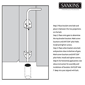 SANKINS 12" Cane Bolt Drop Rod Heavy Duty Gate Hardware Black Solid Steel Gate Ground Latch for Wood PVC Vinyl Metal Gates Fences Doors, Holding Gate to The Ground (1Pack)