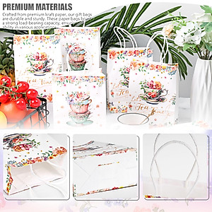 JOHOUSE 24PCS Tea Party Gift Bags, 5.5" x 2.8" x 8" Paper Bags Gift Bags Party Favor Bags Goodie Bags with Handles for Party Gifts Kids