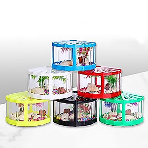 PENCK Small Betta Fish Tank, Acrylic Small Aquarium, Desktop Round Glass Planter Terrarium, Mini Goldfish Tank for Small Shrimp Fish Home Office Decor (White)