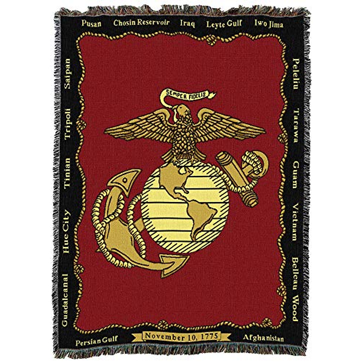 Pure Country Weavers US Marine Corps - Emblem Blanket - Gift Military Tapestry Throw Woven from Cotton - Made in The USA (72x54)