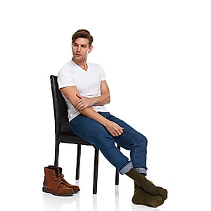 Yacht & Smith 6 Pairs Of Mens Military Grade Thick Padded Terry Lined Cotton Socks, Ribbed, Dry Wicking, Heavy Duty Crew Sock Green