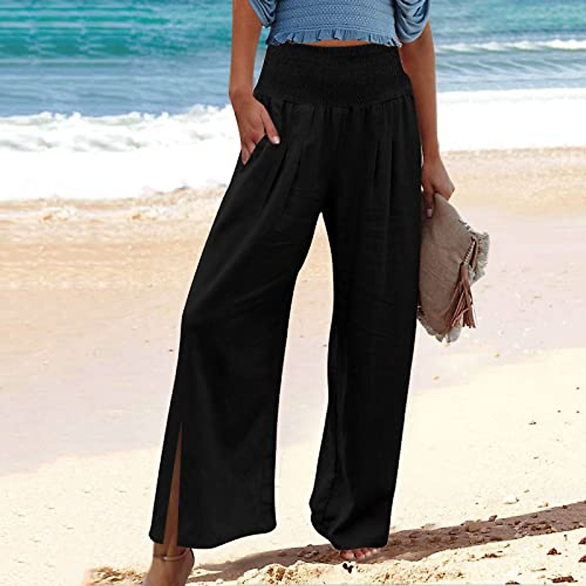 Womens Capri Joggers fold Over Yoga Pant Wide Leg Womens Pants Comfy Lounge Pants Women Underwear Women Womens White Capri Pants Wide Leg Black Pants