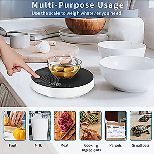 VOCOO Food Kitchen Scale Digital - 5KG/11lb Max Weight with 5 Units Grams Ounces Pounds, Clear LED Display and Tare Function, Food Scale for Cooking Baking Meat Weighing (White)