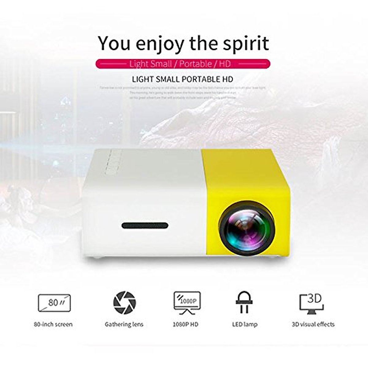 Portable Mini projectors LED Micro Projector 1080P Home Party Meeting Theater Projector（Newest Upgraded Version ）